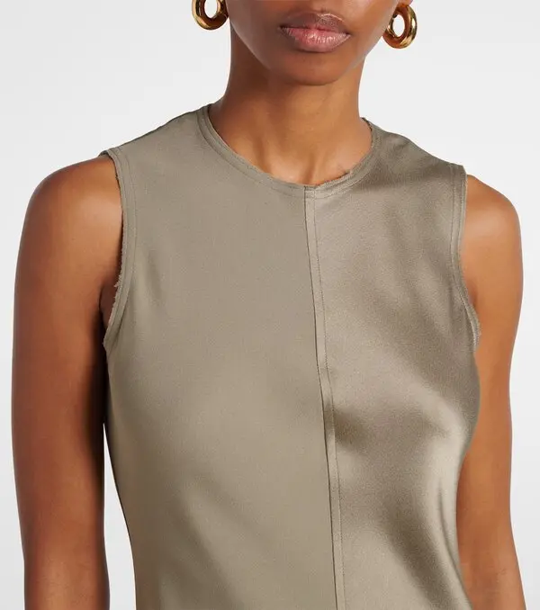 AMI Paris Paneled Satin Maxi Dress - Grey