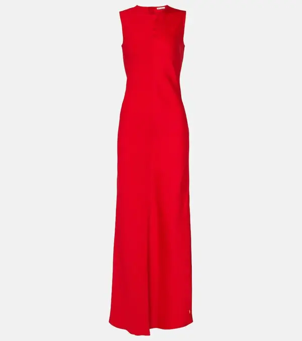 AMI Paris Paneled Satin Maxi Dress - Red