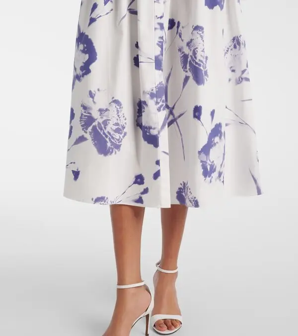 Erdem Floral Cotton Poplin Midi Dress - White