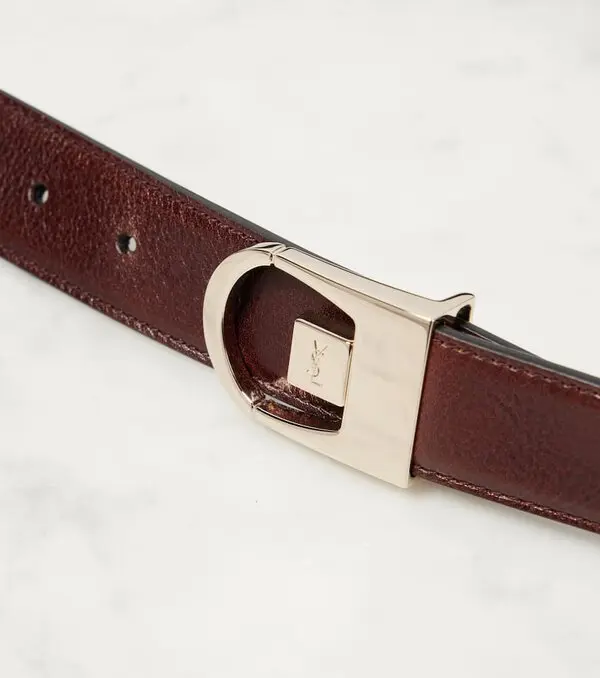 Saint Laurent Reversible Leather Belt - Brown