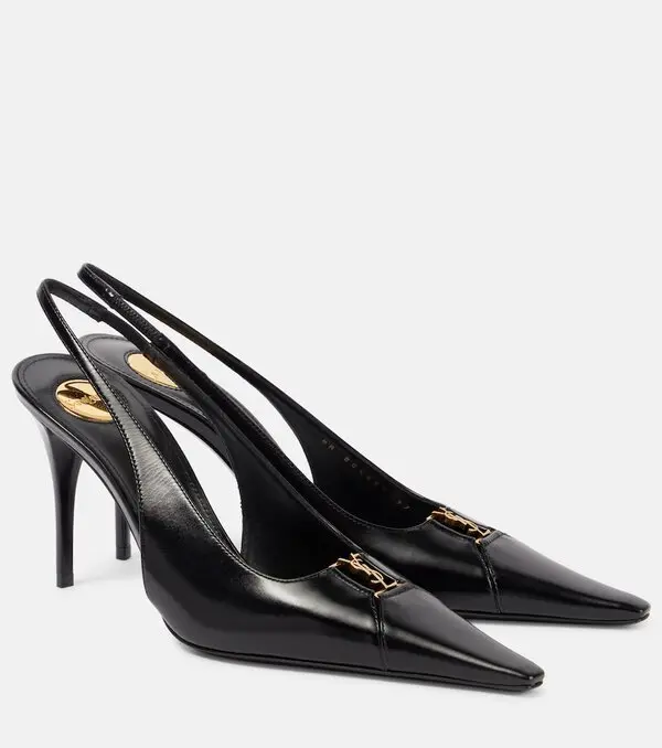 Saint Laurent Babylone Breteuil 90 Leather Slingback Pumps - Black