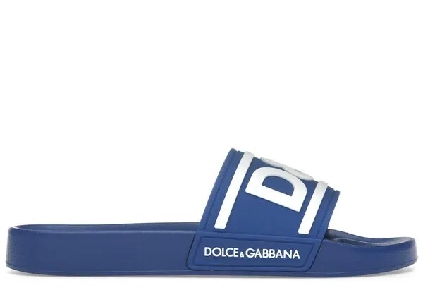 Dolce & Gabbana Beachwear Sliders With Logo - Blue/white