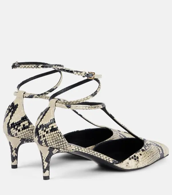 Khaite Mia 45 Snake-effect Leather Pumps - White