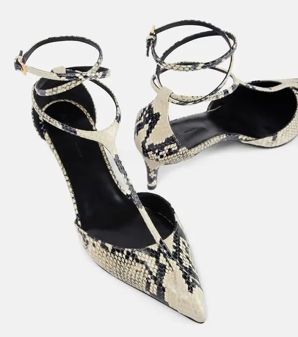 Khaite Mia 45 Snake-effect Leather Pumps - White
