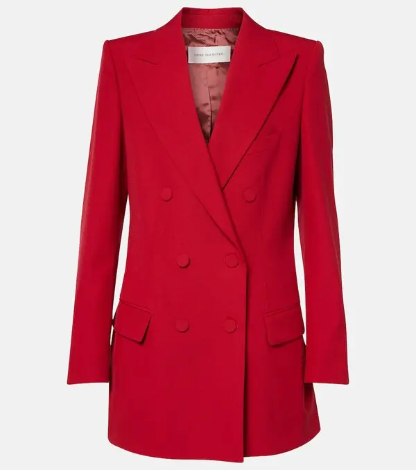 Dries Van Noten Double-breasted Wool Blazer - Red