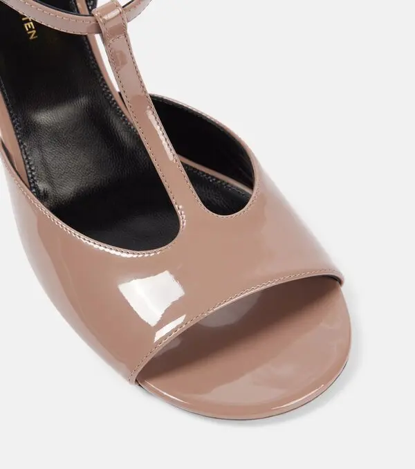 Dries Van Noten 75 Patent Leather Wedge Sandals