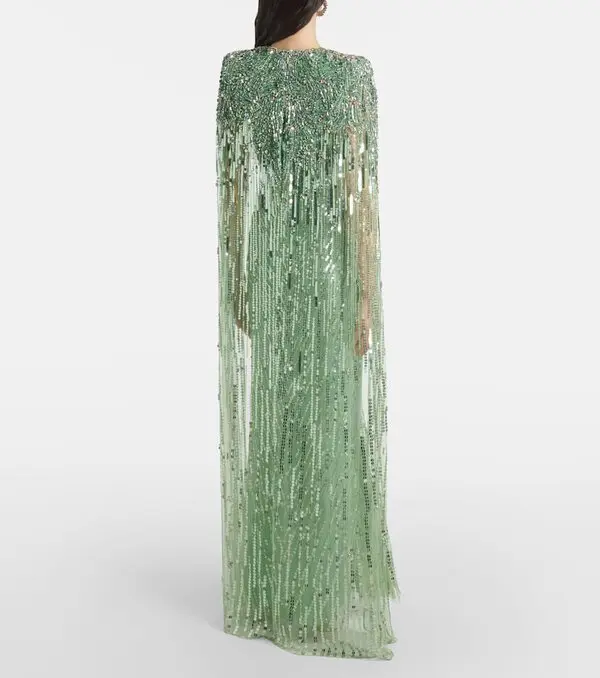 Jenny Packham Gold Rush Sequined Gown - Green