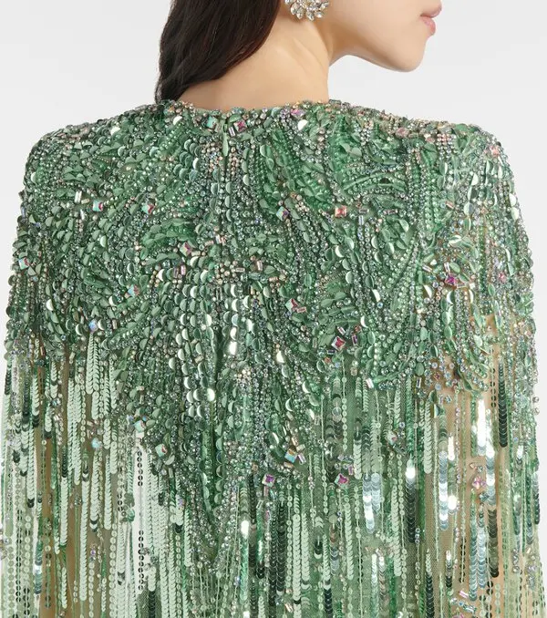 Jenny Packham Gold Rush Sequined Gown - Green