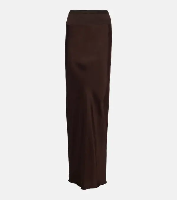 Rick Owens Satin Maxi Skirt - Brown