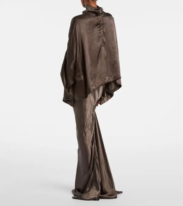 Rick Owens Satin Maxi Skirt - Brown