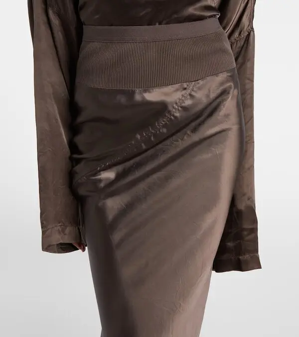Rick Owens Satin Maxi Skirt - Brown