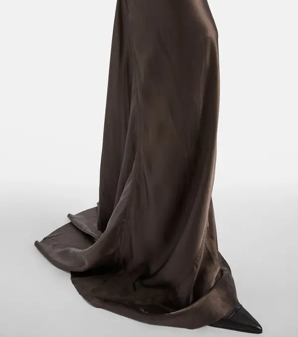 Rick Owens Satin Maxi Skirt - Brown