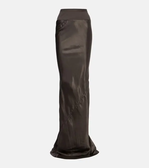 Rick Owens Satin Maxi Skirt - Brown