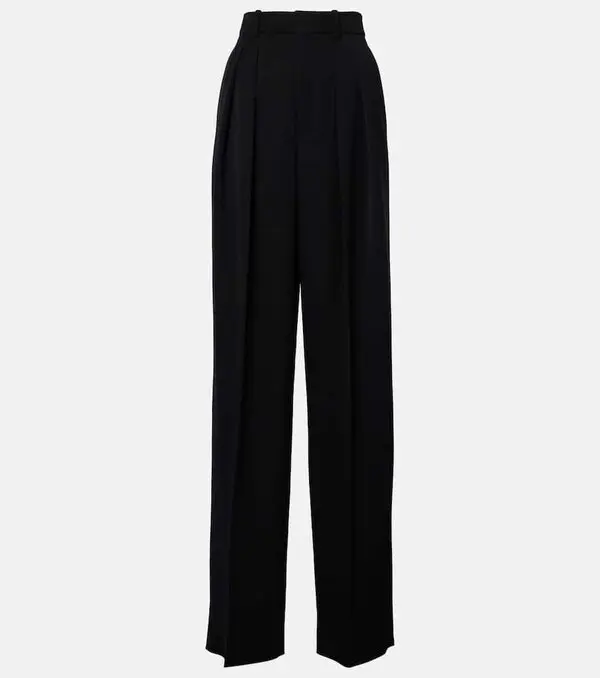 Saint Laurent High-rise Wool Grain De Poudre Tuxedo Trousers