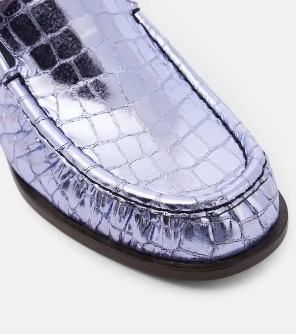 Dries Van Noten Croc-effect Leather Loafers - Purple