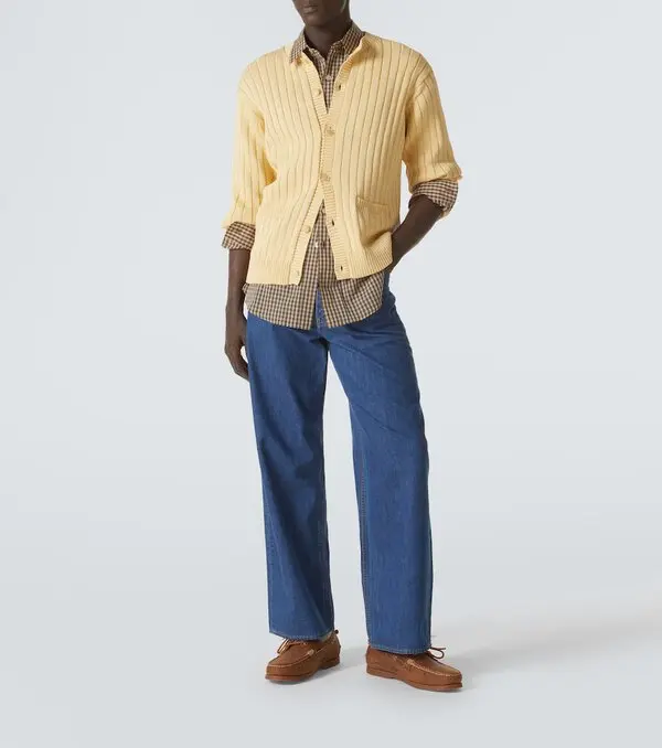 Auralee Ribbed-knit Cotton Cardigan