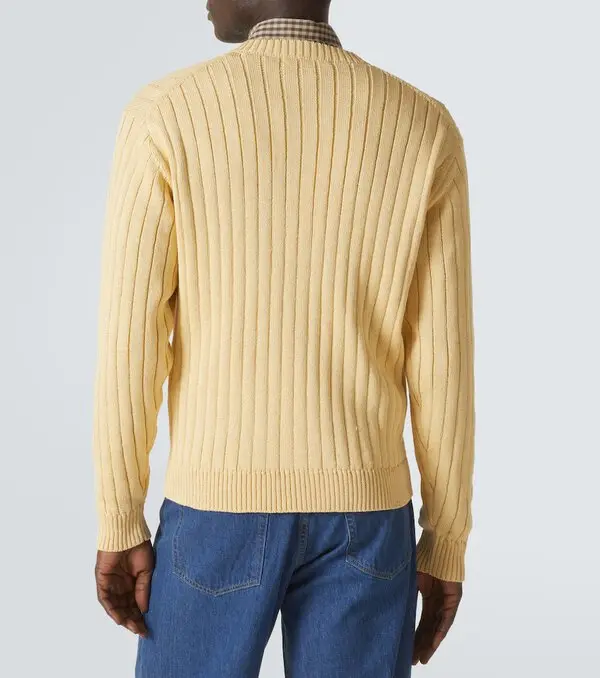 Auralee Ribbed-knit Cotton Cardigan