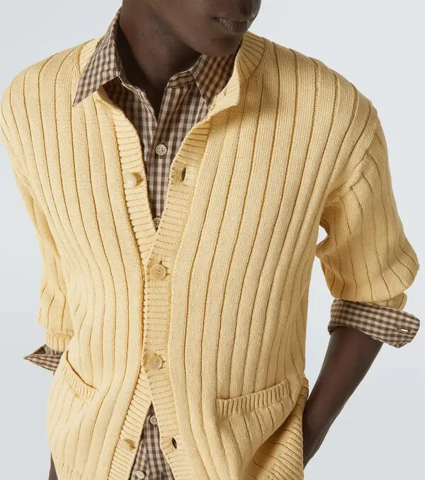 Auralee Ribbed-knit Cotton Cardigan