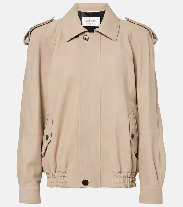 Saint Laurent Leather Jacket - Beige