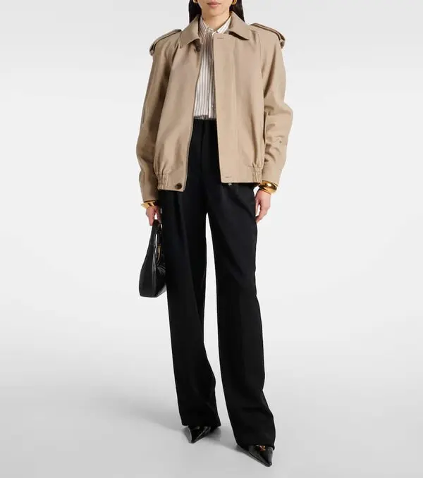 Saint Laurent Leather Jacket - Beige