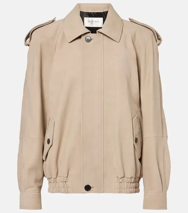Saint Laurent Leather Jacket - Beige