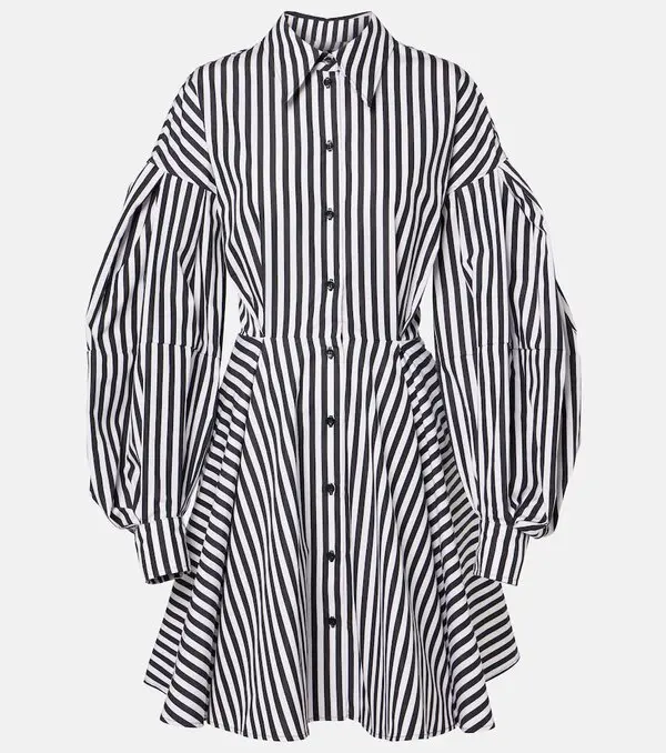 Nina Ricci Striped Cotton Poplin Midi Shirt Dress - Blue