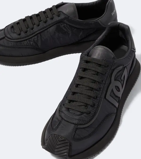 Dolce & Gabbana Dg Leather-trimmed Sneakers - Black