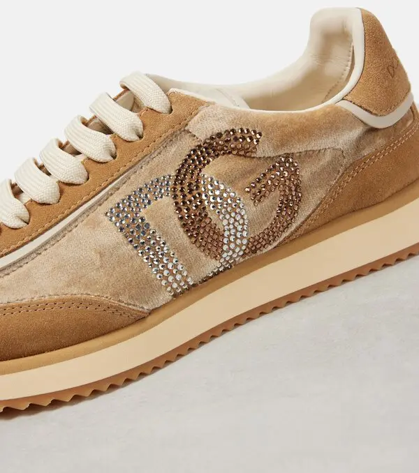 Dolce & Gabbana Dg Leather-trimmed Sneakers - Brown