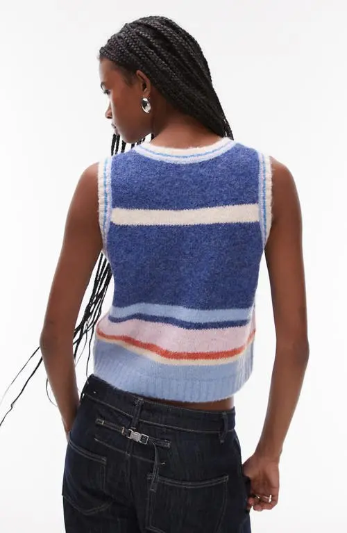 Topshop Stripe Button-up Sweater Vest