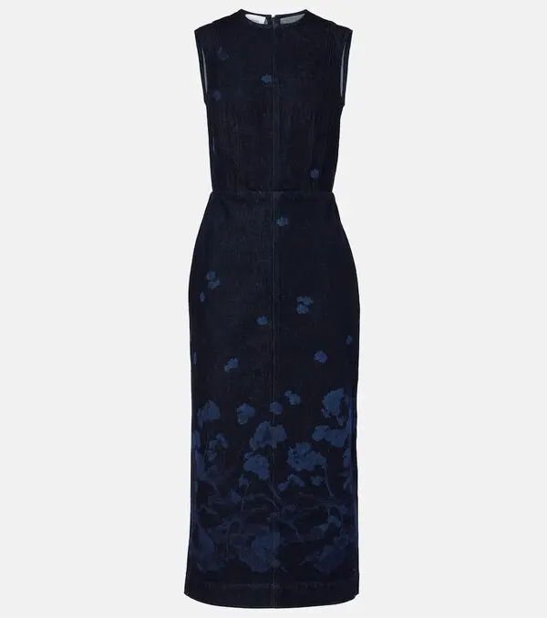 Erdem Floral Denim Midi Dress
