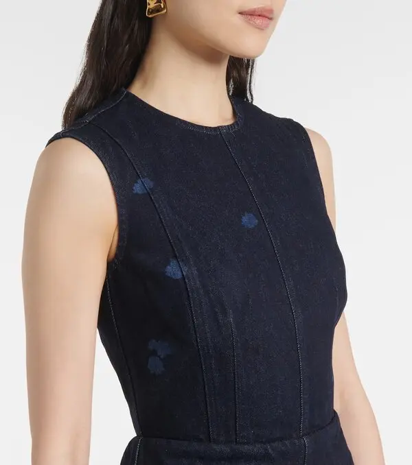 Erdem Floral Denim Midi Dress