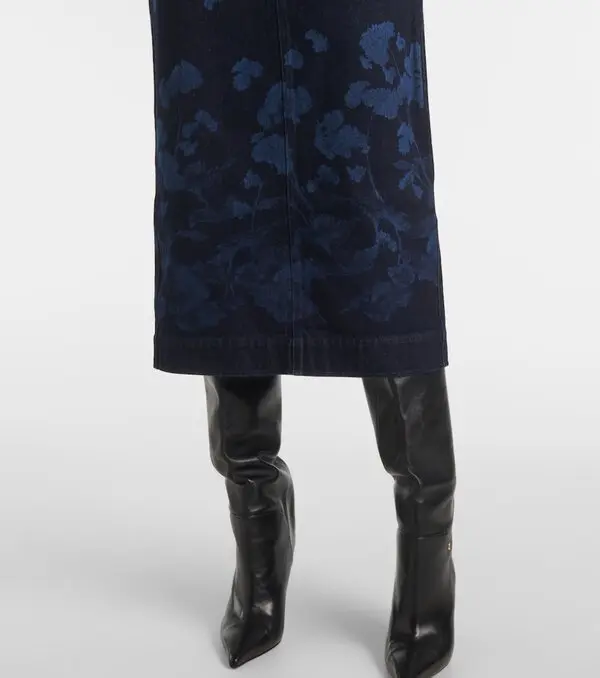 Erdem Floral Denim Midi Dress