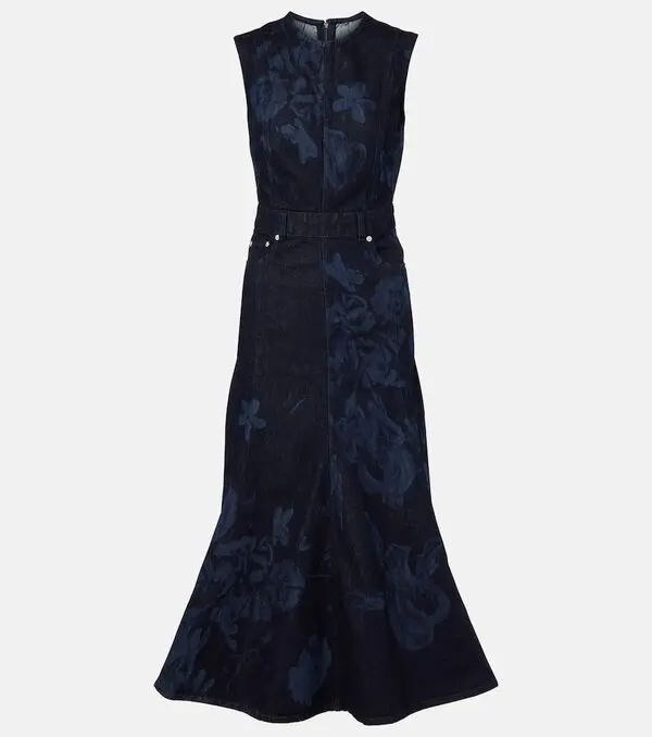 Erdem Floral Denim Midi Dress - Blue
