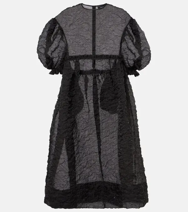 Simone Rocha Gathered Puff-sleeve Midi Dress