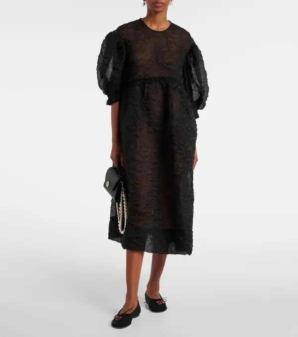 Simone Rocha Gathered Puff-sleeve Midi Dress