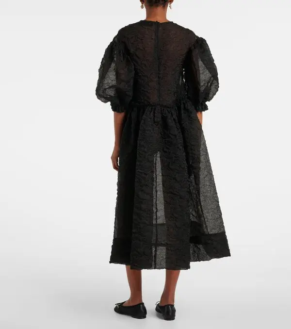 Simone Rocha Gathered Puff-sleeve Midi Dress