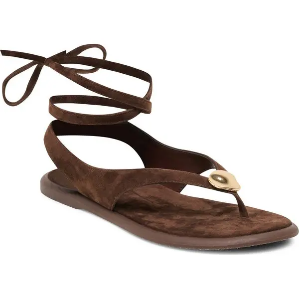 Dolce Vita Judy Ankle-wrap Sandal - Dark Brown Suede