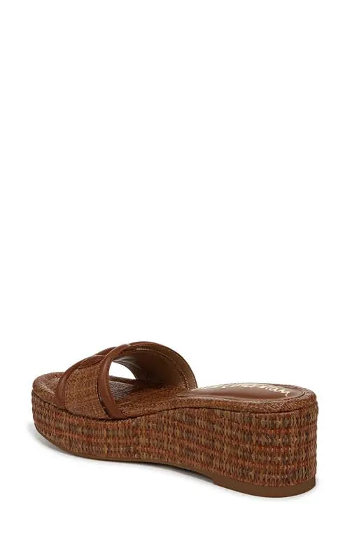 Sam Edelman Pauleena Platform Wedge Slide Sandal - Rich Cognac/ Cuoio