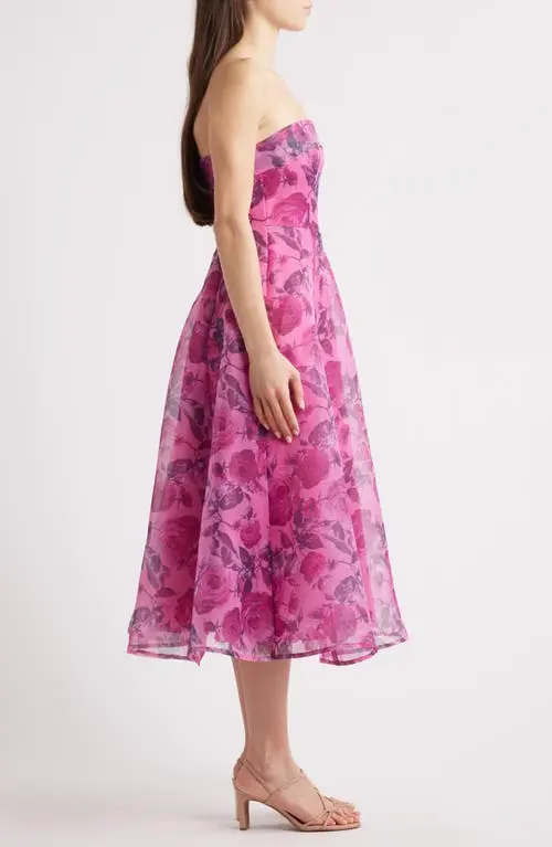 Lulus Elena Strapless Midi Dress - Berry