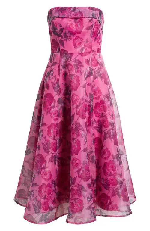 Lulus Elena Strapless Midi Dress - Berry