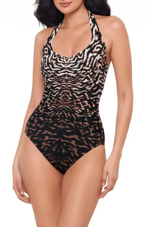 MIRACLESUIT® Topkapi Utopia Halter One-piece Swimsuit - Black/ Multi