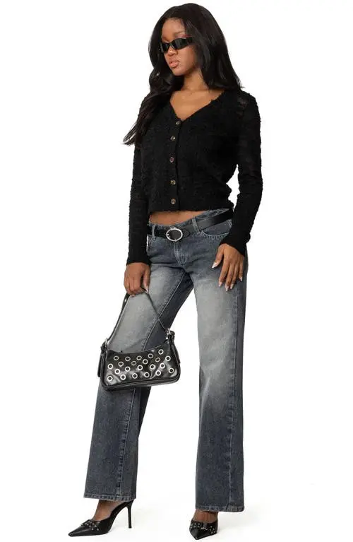 EDIKTED Alysse Low Rise Wide Leg Jeans - Gray-washed