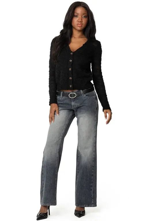 EDIKTED Alysse Low Rise Wide Leg Jeans - Gray-washed