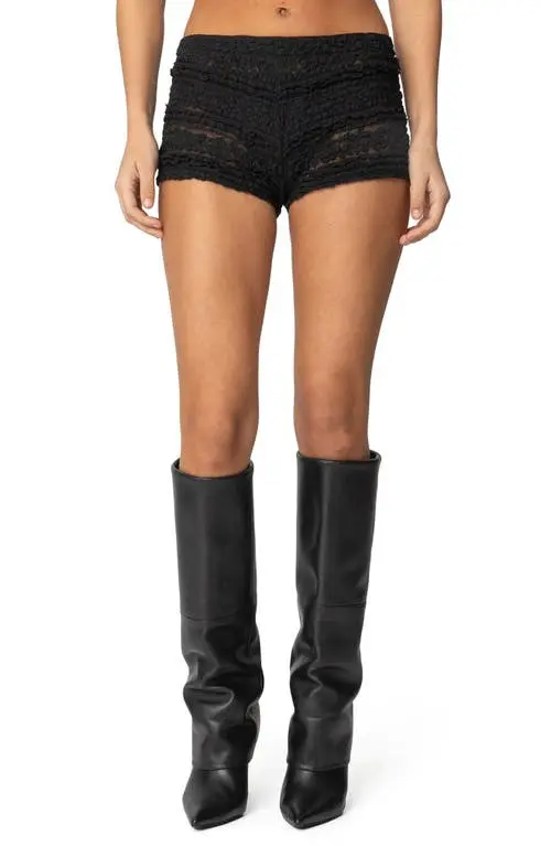 EDIKTED Maisley Sheer Lace Shorts - Black