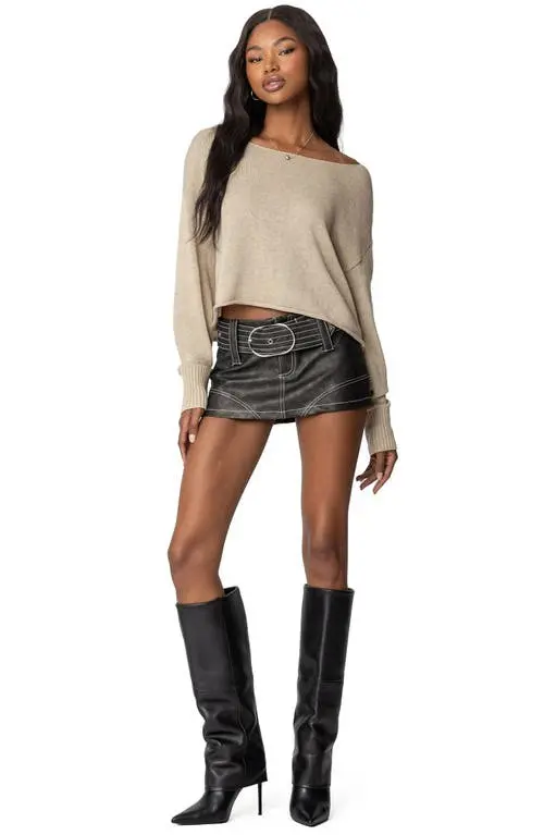 EDIKTED Belted Faux Leather Miniskirt