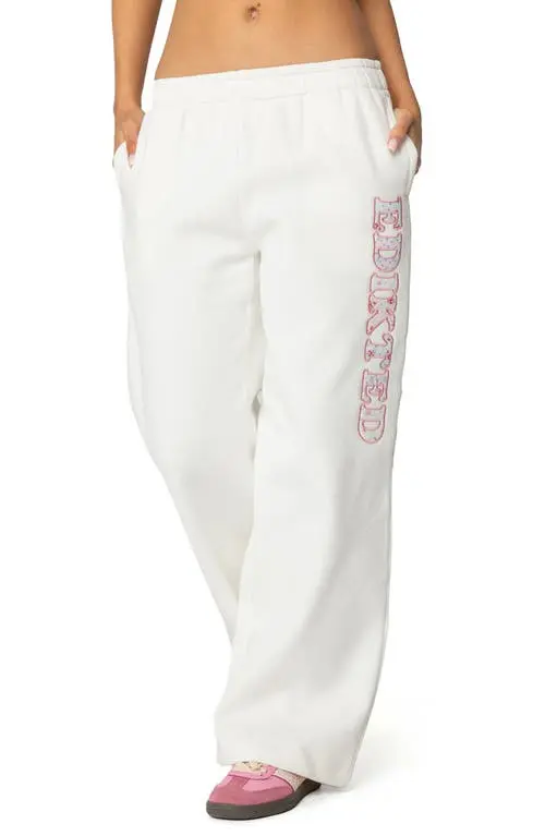 EDIKTED Mili Logo Sweatpants - White
