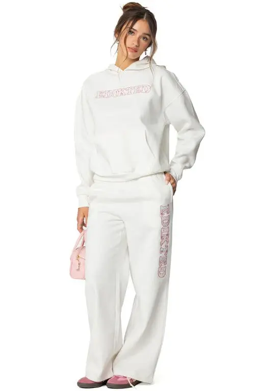 EDIKTED Mili Logo Sweatpants - White