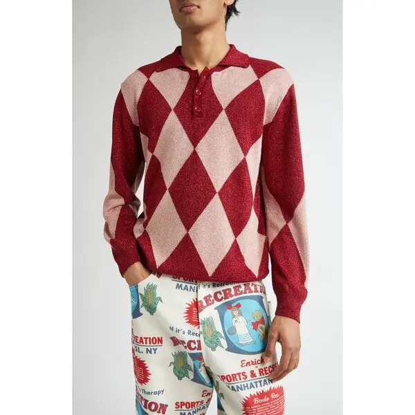 BODE Jockey Metallic Argyle Polo