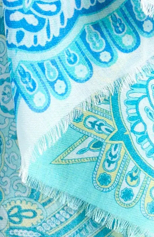 Echo Patchwork Tile Scarf - Aqua