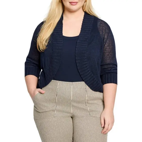 NIC+ZOE Linen-blend Bolero Cardigan - Dark Indigo